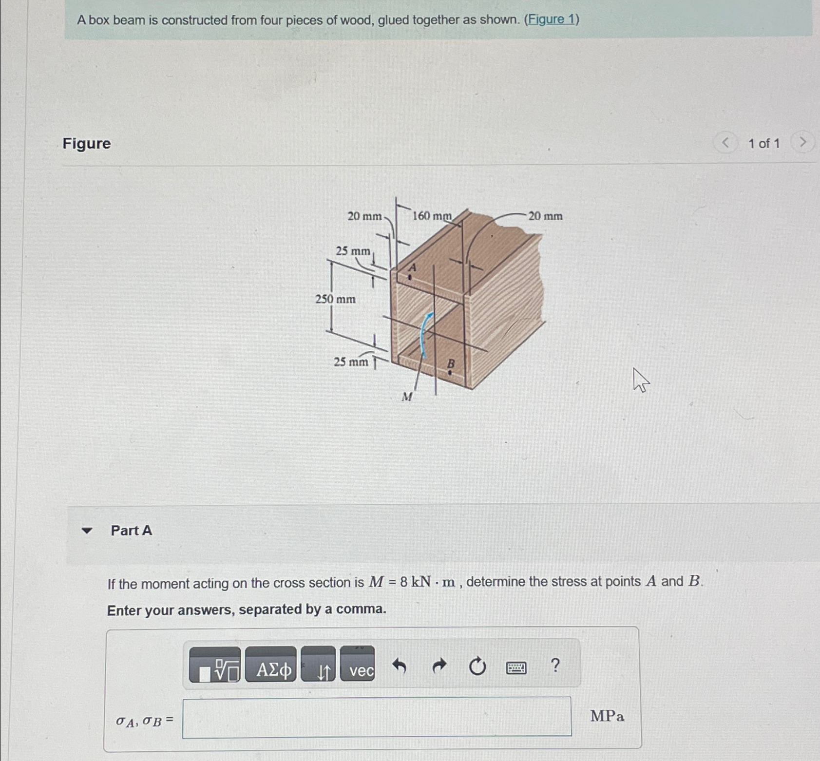 Solved A box beam is constructed from four pieces of wood, | Chegg.com
