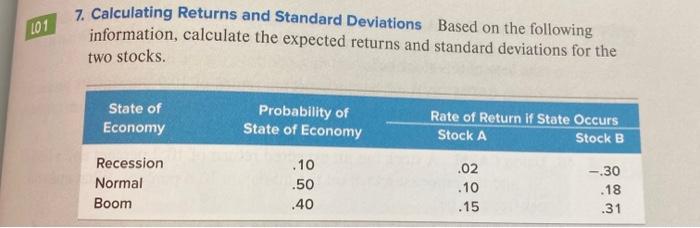7. Calculating Returns and Standard Deviations Based | Chegg.com