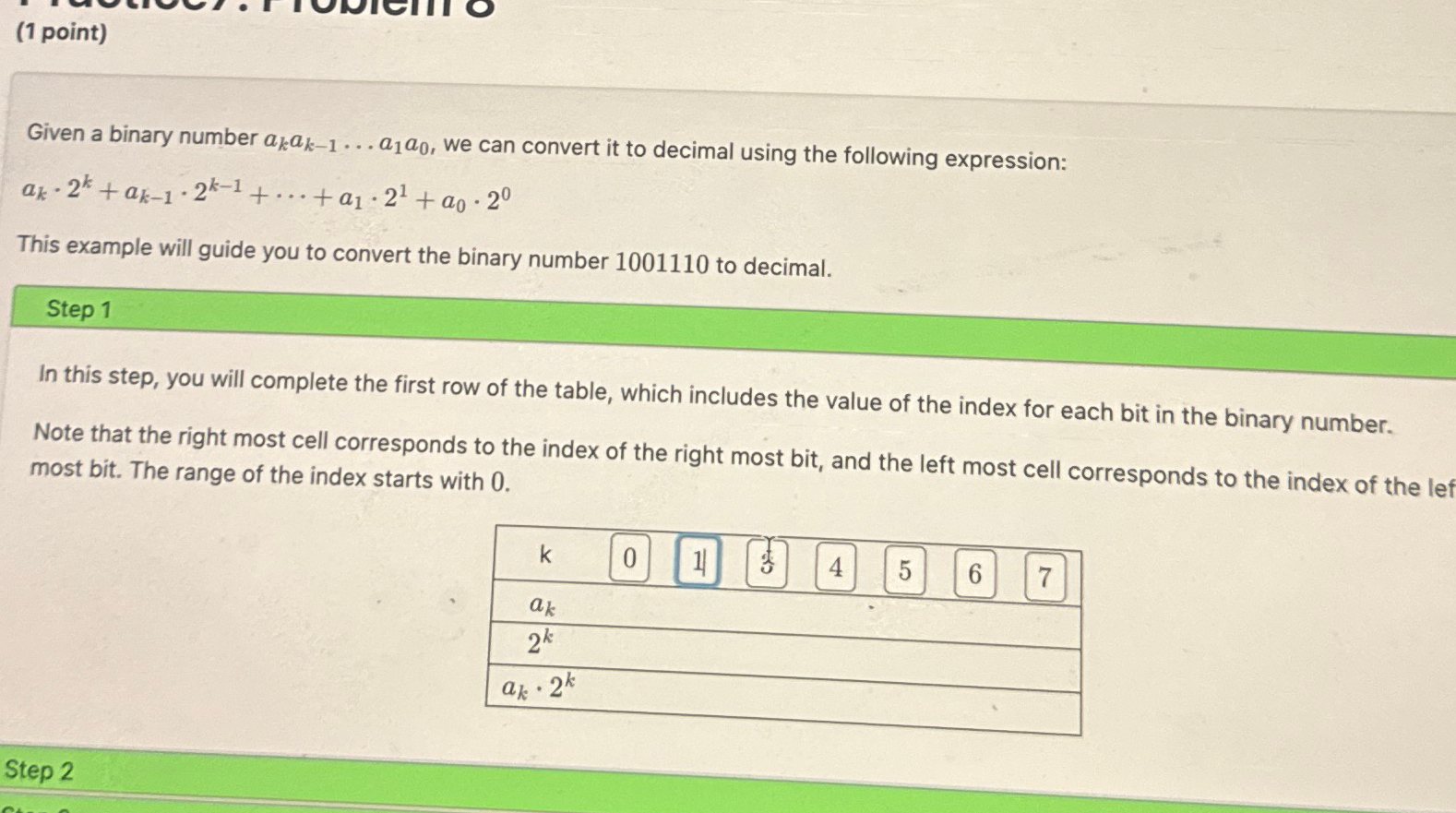 Solved (1 point)\\nGiven a binary number | Chegg.com