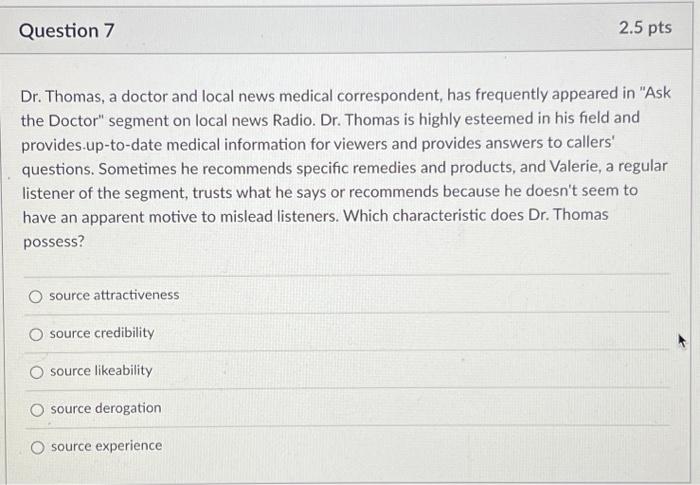 Solved Dr. Thomas, a doctor and local news medical | Chegg.com