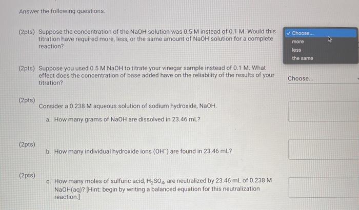 Solved Answer the following questions Choose... (2pts) | Chegg.com