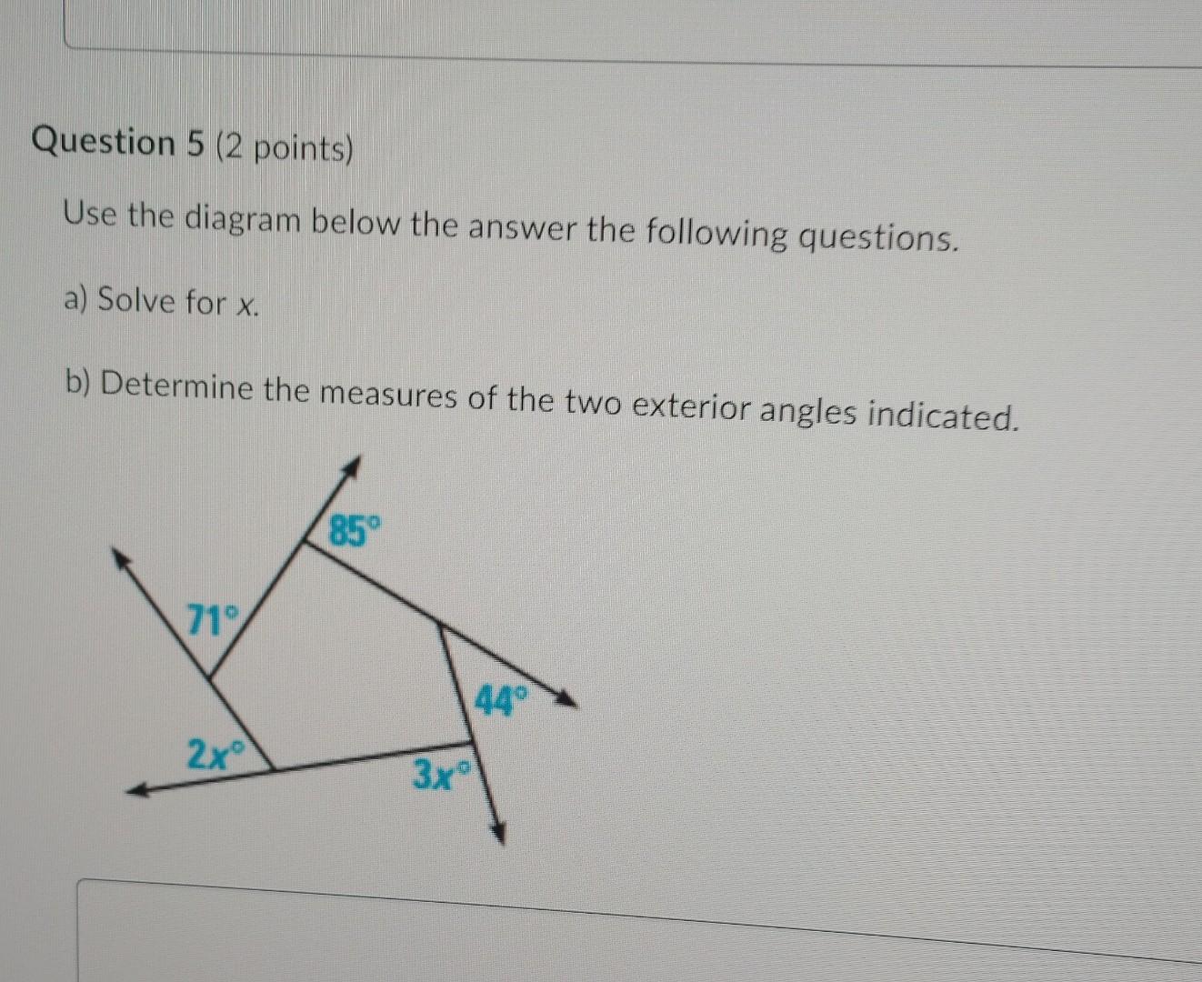 Solved Question 5 ( 2 points) Use the diagram below the | Chegg.com