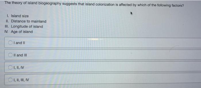 Solved The theory of island biogeography suggests that | Chegg.com