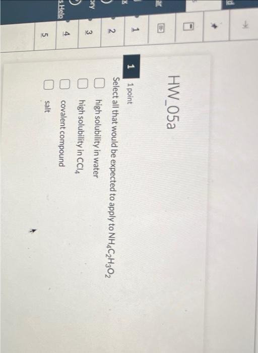 Solved 1 point Select all that would be expected to apply to | Chegg.com