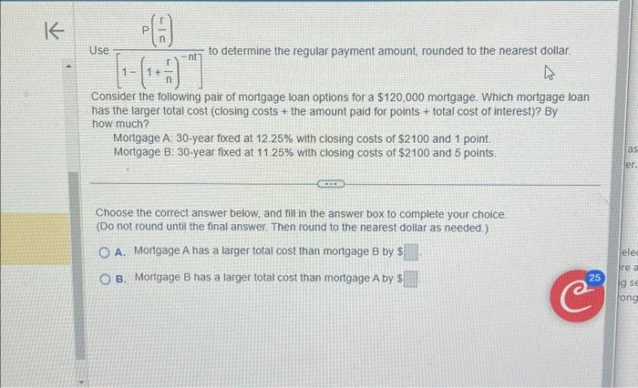 Solved Use [1−(1+nr)−nt]P(nr) to determine the regular | Chegg.com