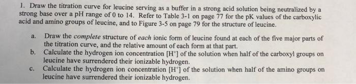 Solved a. 1. Draw the titration curve for leucine serving as | Chegg.com