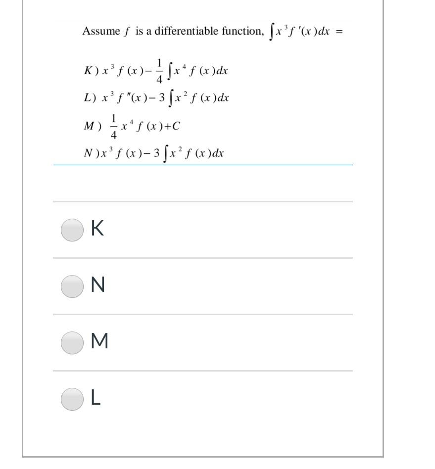 Solved Assume f is a differentiable function, (x ºf '(x )dx | Chegg.com