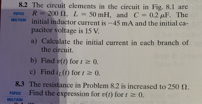 Solved 8.2 The circuit elements in the circuit in Fig. 8.1 | Chegg.com