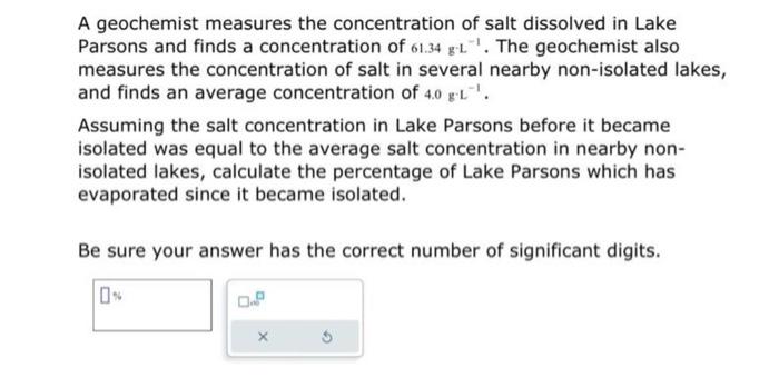 Solved Calculate the percentage of Lake Parsons which has | Chegg.com
