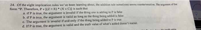 Solved 24. Of the eight implication rules we've been leaming | Chegg.com