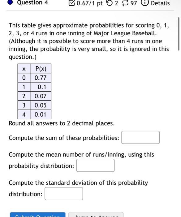 Solved This table gives approximate probabilities for | Chegg.com