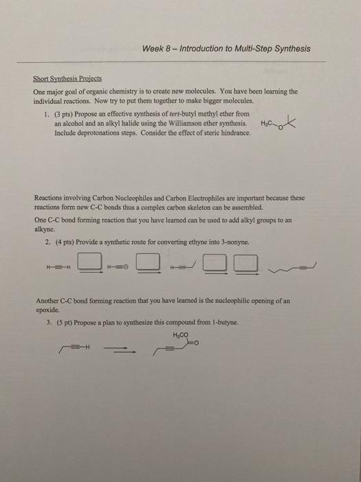 Solved Week 8 - Introduction to Multi-Step Synthesis Short | Chegg.com