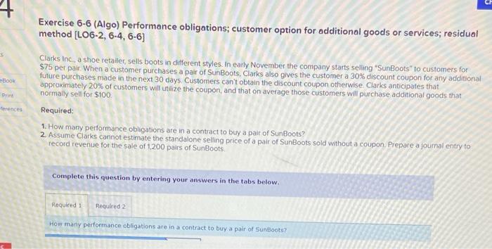 Solved CH 4. Exercise 6-6 (Algo) Performance obligations, | Chegg.com