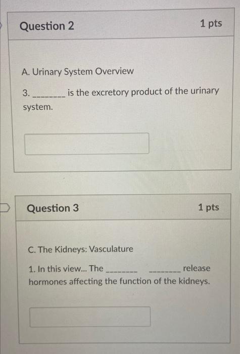Solved A. Urinary System Overview 3. is the excretory | Chegg.com