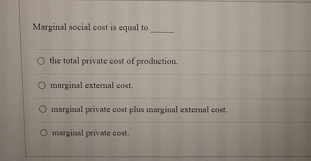 Solved Marginal social cost is equal to q,the total private | Chegg.com