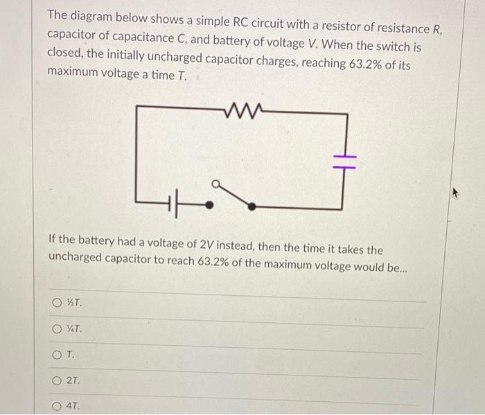 Solved The diagram below shows a simple RC circuit with a | Chegg.com