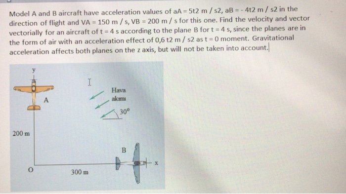 Solved Model A and B aircraft have acceleration values of aA | Chegg.com