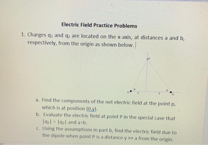 Solved Electric Field Practice Problems 1. Charges q1 and 42 | Chegg.com