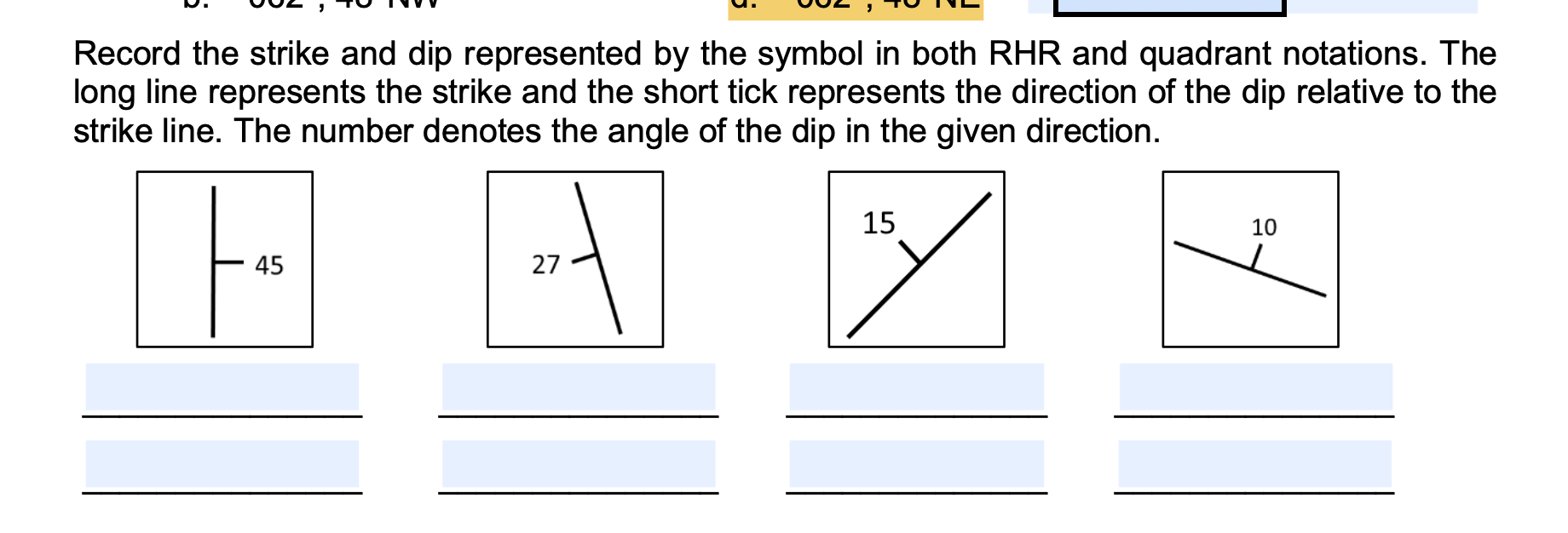 Solved HelpRecord the strike and dip represented by the | Chegg.com