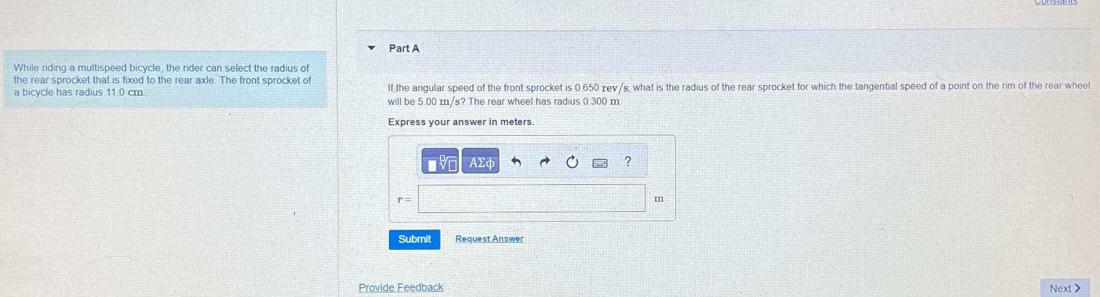Solved While riding a multispeed bicycle, the rider can | Chegg.com