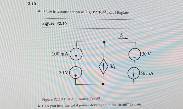 Solved 2.10 a. Is the interconnection in Fig. P2.100 valid? | Chegg.com
