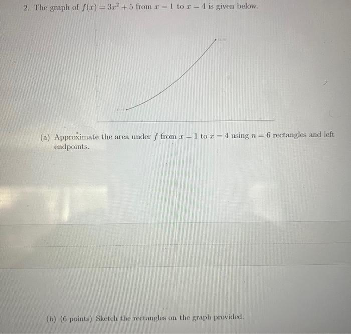 Solved 2. The graph of f(x)=3x2+5 from x=1 to x=4 is given | Chegg.com