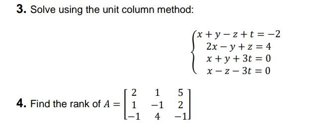 Solved 3. Solve using the unit column method: | Chegg.com