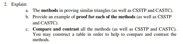 Solved Explain all the methods in proving similar triangles | Chegg.com