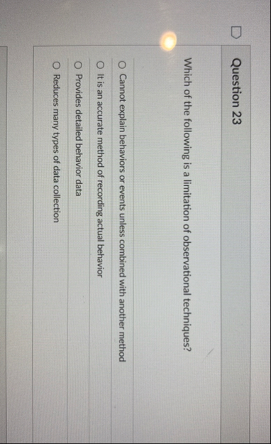 Solved Question 23Which of the following is a limitation of | Chegg.com