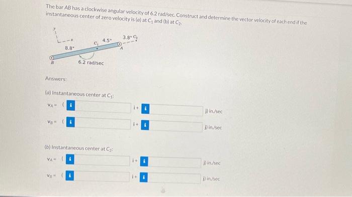 Solved The bar AB has a clockwise angular velocity of | Chegg.com