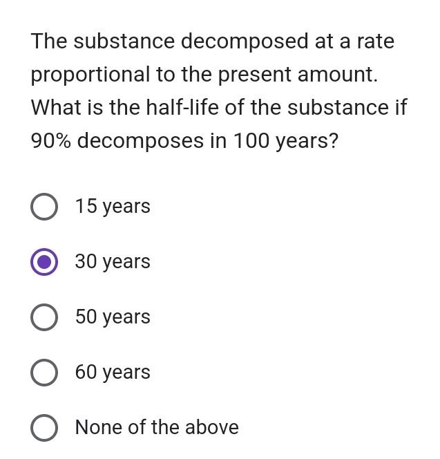 Solved Differential Equation:The substance decomposed at a | Chegg.com