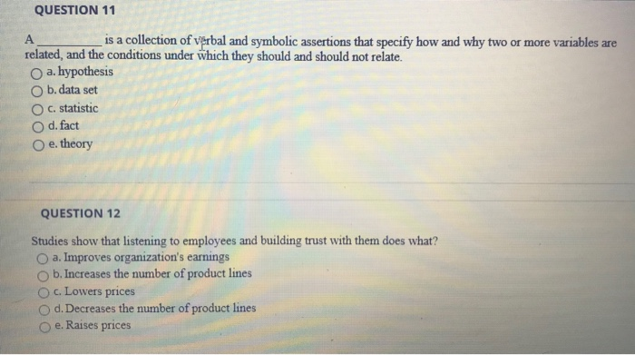 Solved QUESTION 11 _ is a collection of verbal and symbolic | Chegg.com