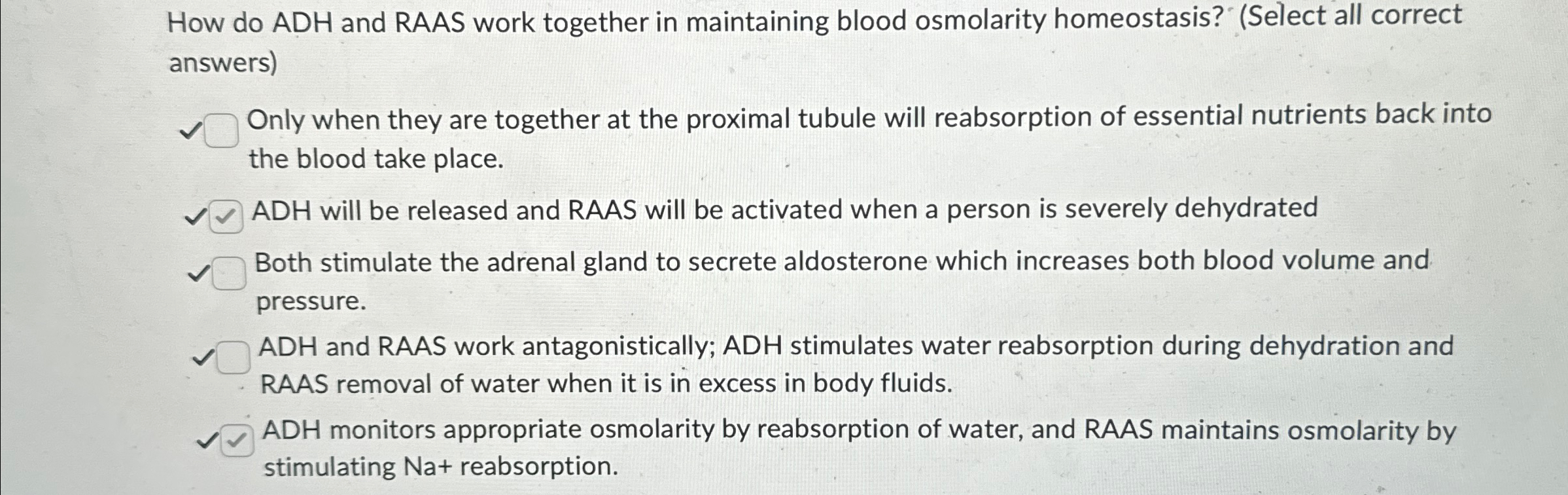 Solved How do ADH and RAAS work together in maintaining | Chegg.com