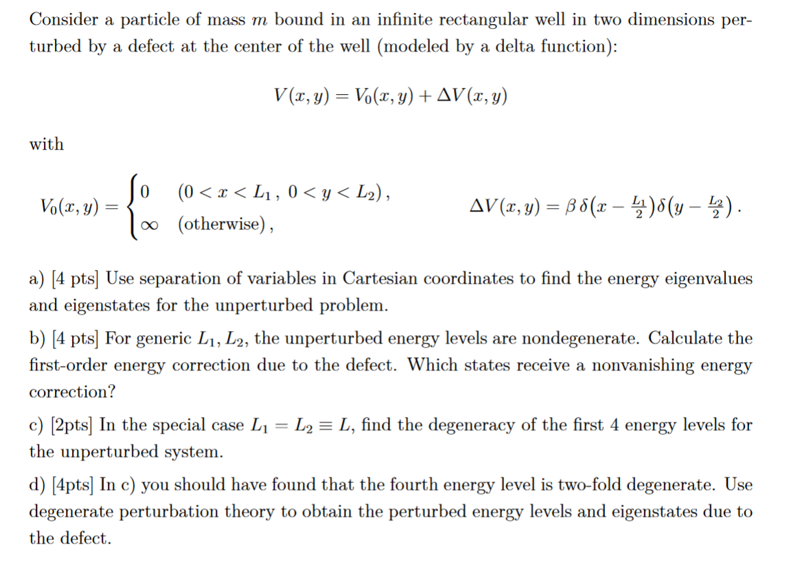 Solved Consider a particle of mass m ﻿bound in an infinite | Chegg.com