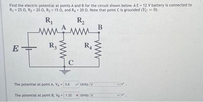 Solved Find the electric potential at points A and B for the | Chegg.com