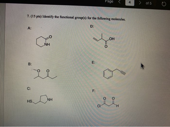 Solved Page 4 > of 5 7. (15 pts) Identify the functional | Chegg.com