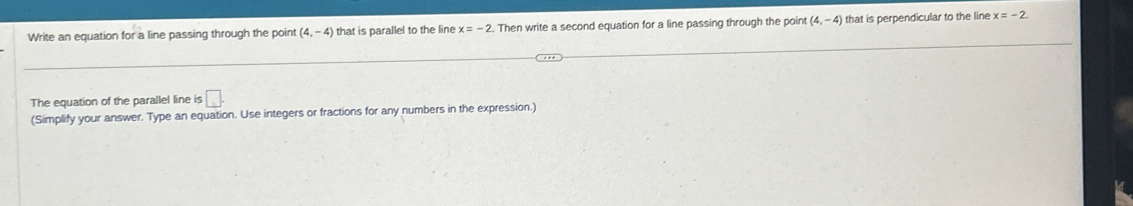 Solved Wrike an equation for a line passing through the | Chegg.com