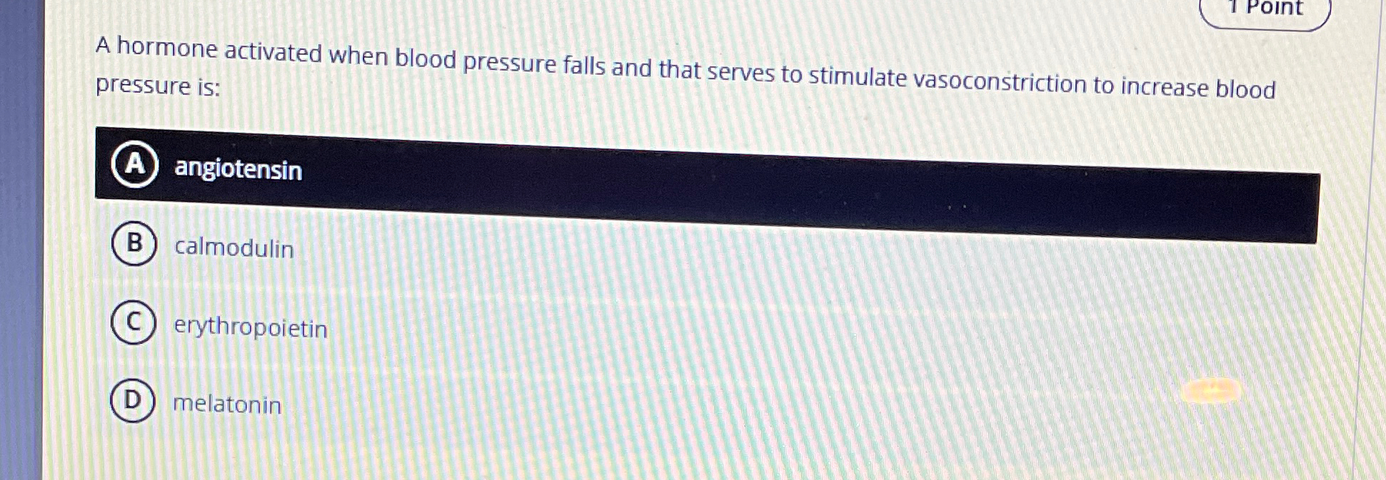 Solved A hormone activated when blood pressure falls and | Chegg.com