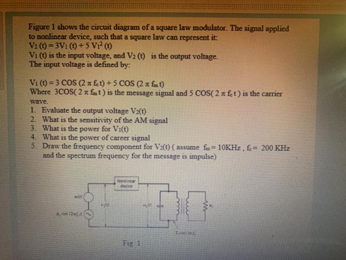 Solved Figure 1 shows the circuit diagram of a square law | Chegg.com