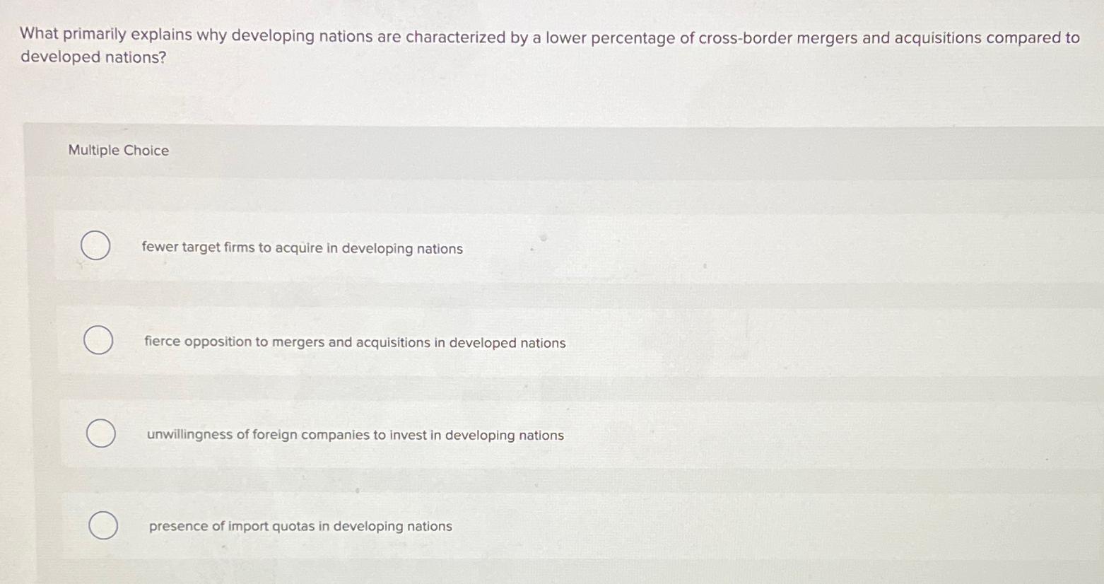 Solved What primarily explains why developing nations are | Chegg.com