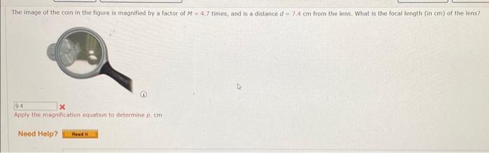Solved The image of the coin in the figure is magnified by a | Chegg.com