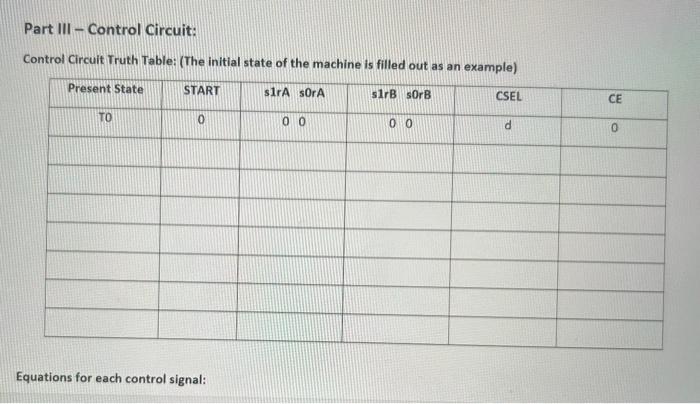 Solved Control Circuit Truth Table: (The initial state of | Chegg.com