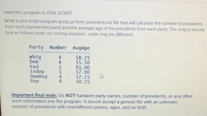 Solved need this program in PERL SCRIPT Write a perl script | Chegg.com