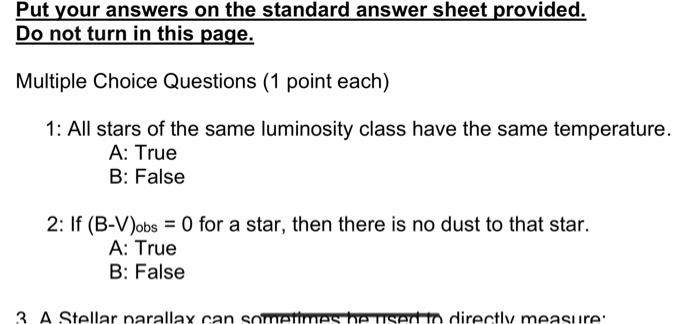Solved Put your answers on the standard answer sheet | Chegg.com