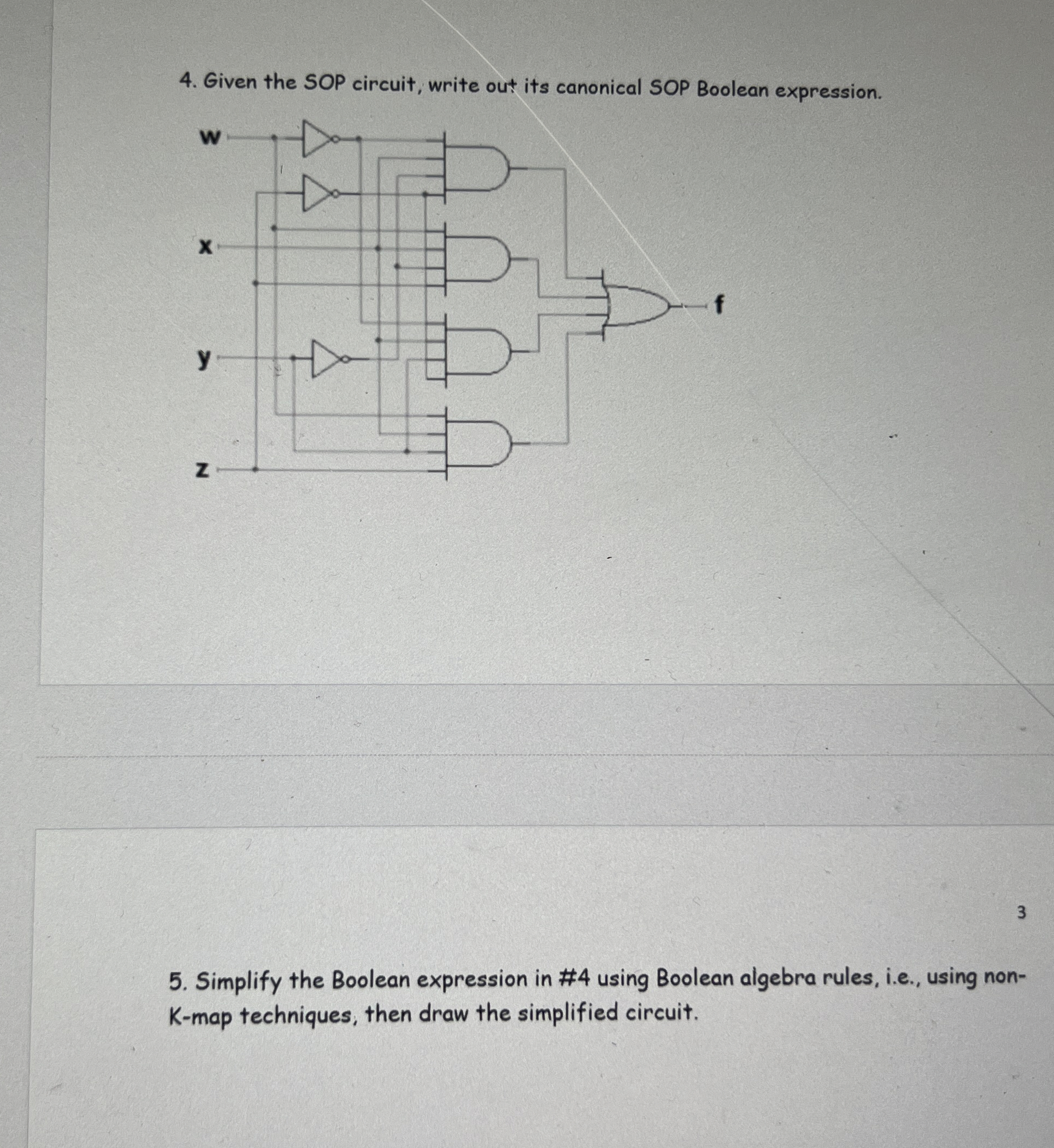 Solved Simplify the Boolean expression in #4 ﻿using Boolean | Chegg.com