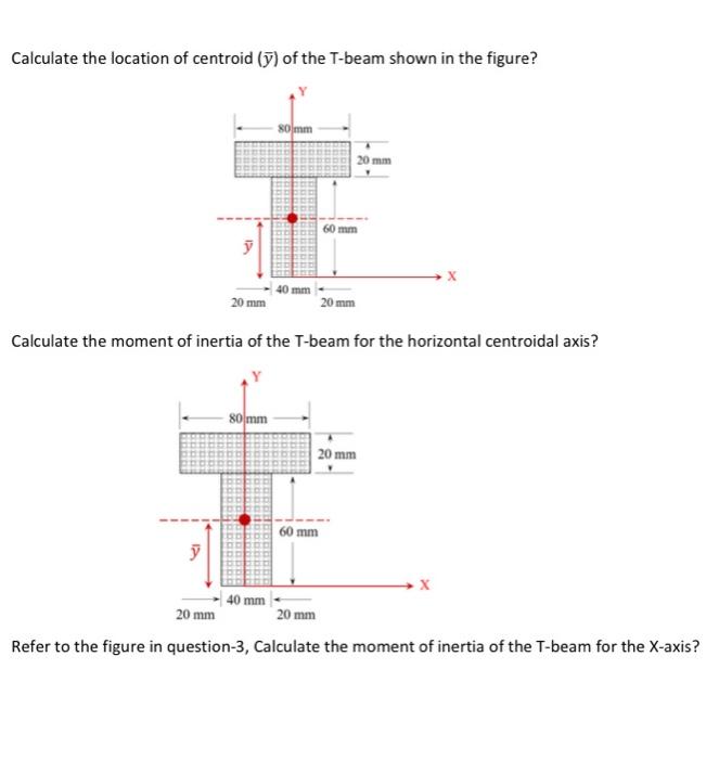 Solved Calculate the location of centroid (7) of the T-beam | Chegg.com