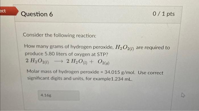 Solved ect Question 6 0/1 pts Consider the following | Chegg.com