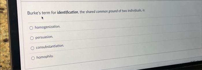 Solved Burke's term for identification, the shared common | Chegg.com