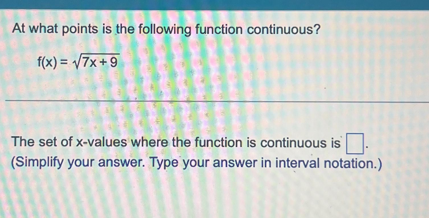 Solved At what points is the following function | Chegg.com