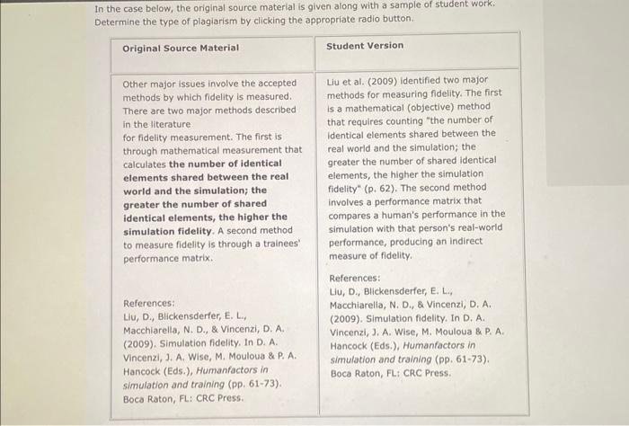 In the case below, the original source material is | Chegg.com